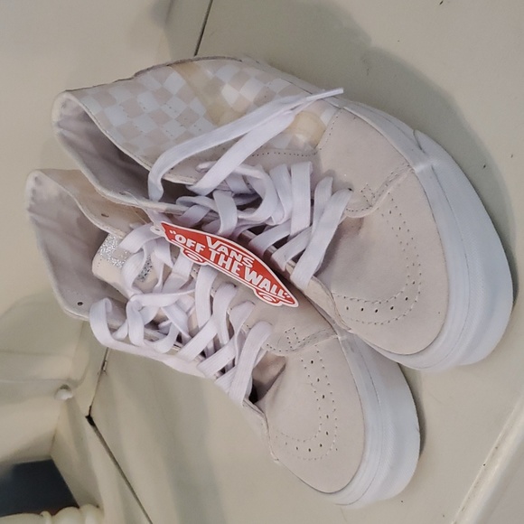 Vans | Shoes | Vans White Checker High Tops Mens 75 Womens 9 New With ...
